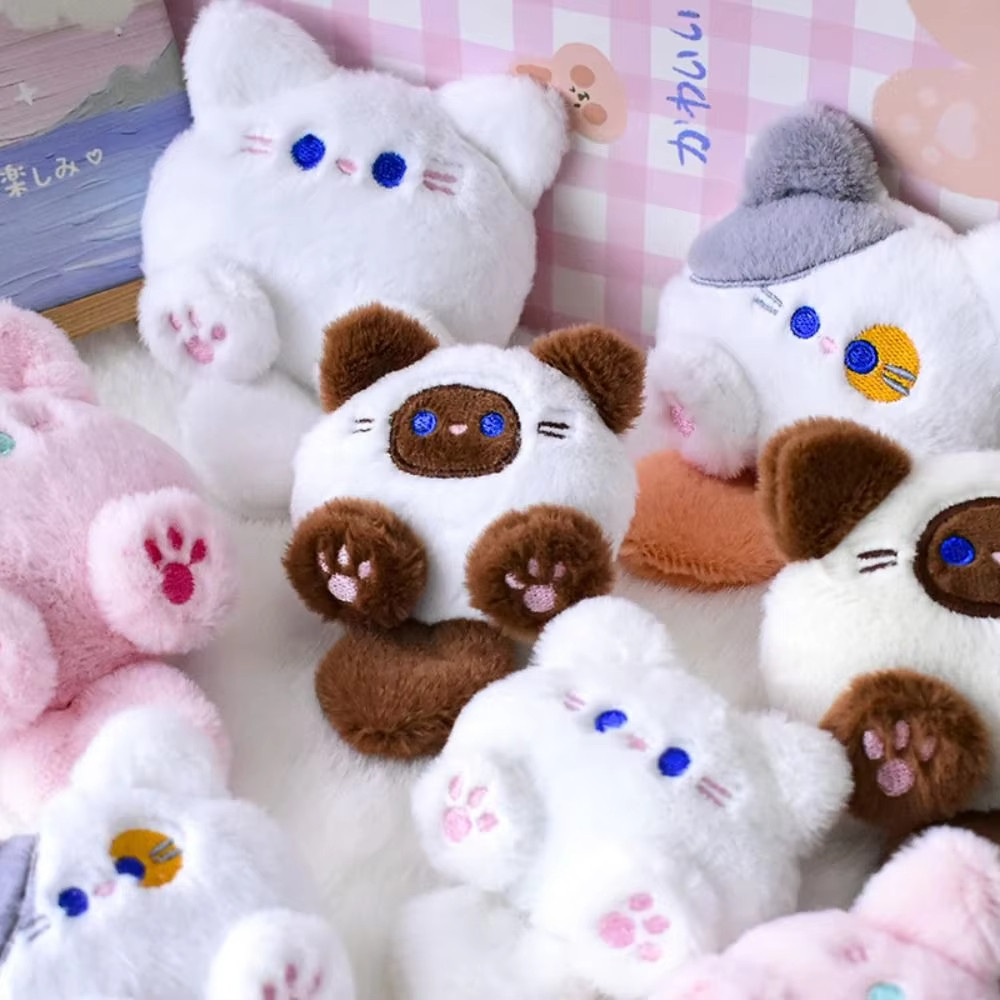 Plush Long Tail Cat Keychain Pendant Cute Soft Plush Toy Doll Backpack ...