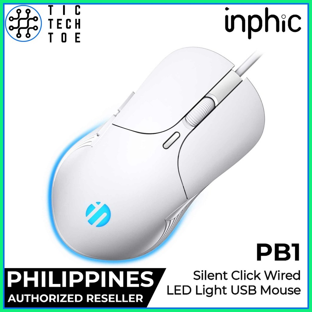 Inphic PB1 Wired USB LED Light Silent Click Ergonomic Gaming Office ...