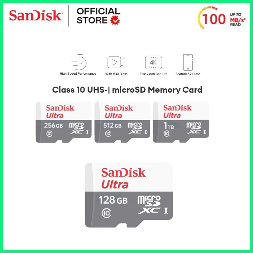 SanDisk Ultra Micro SDXC 128GB 256GB 400GB 512GB 1TB SD Card Class 10 UHS-I Memory Card 100% ...