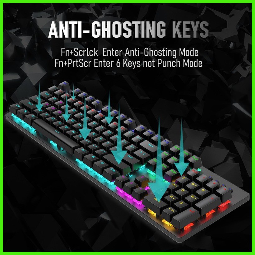 HP GK100F Real Mechanical Keyboard Wired Mixed Backlight Gaming ...