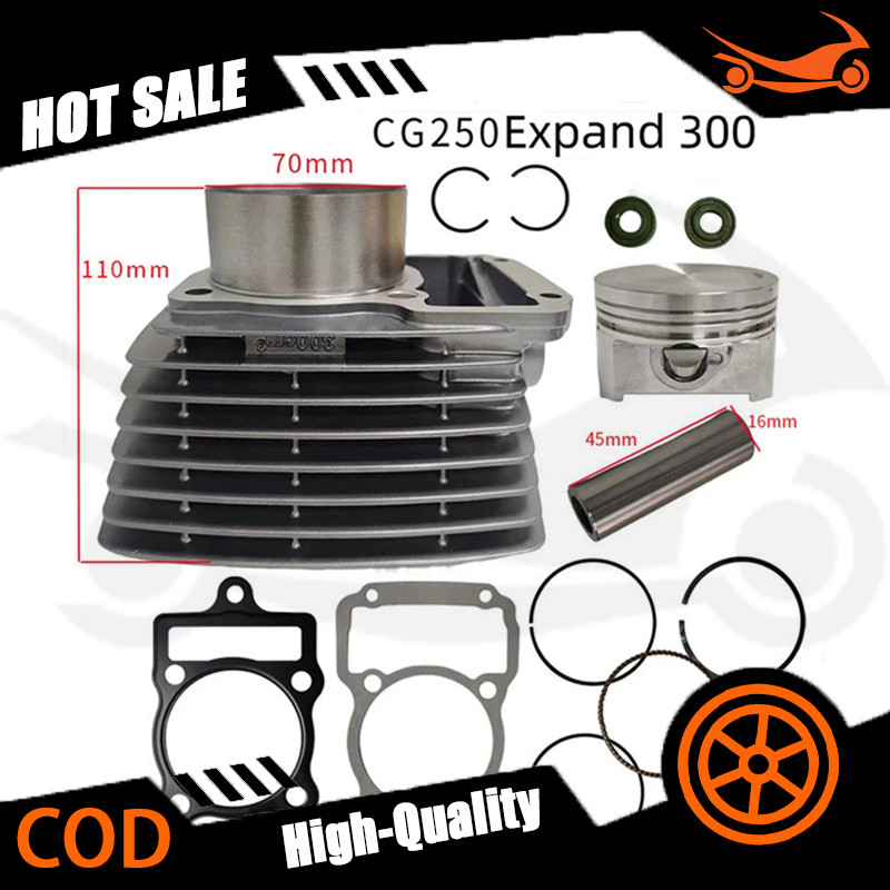 70mm Engine Cylinder piston Kit for CG250 kry200 ssx200 CG300 300cc Big ...