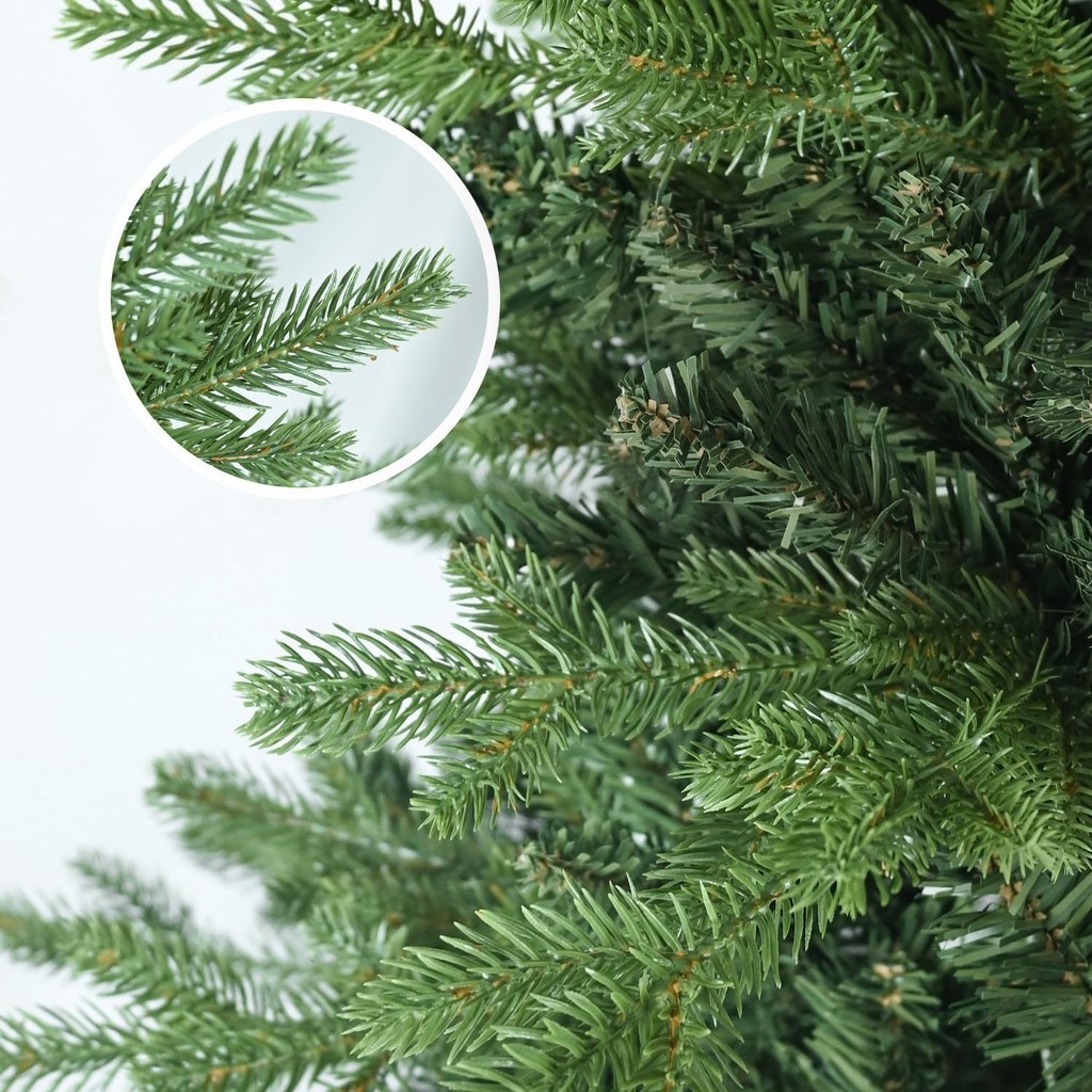 5/6/7/8 FT Slim Christmas Tree PE Flocked Snow Tree With Stand ...