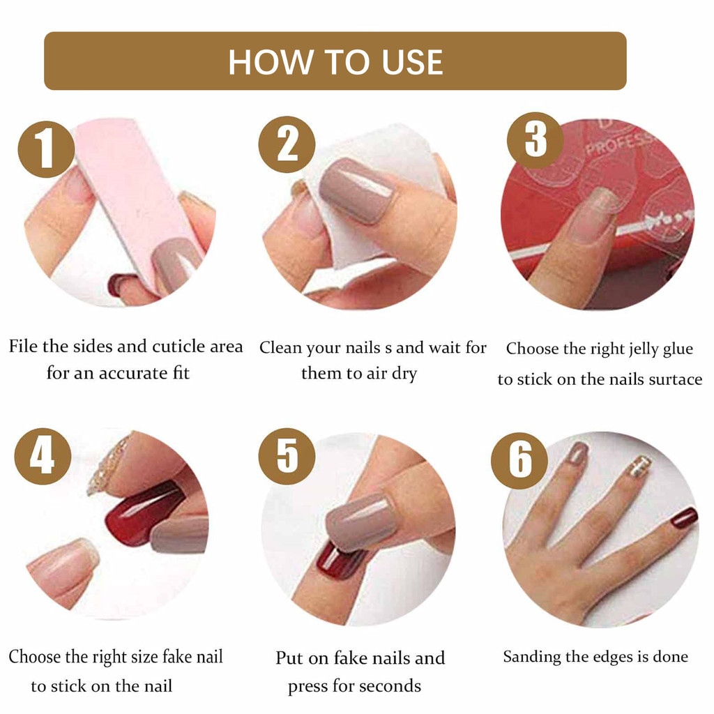 SOPHIAURA Free Glue Fake Nails Short Nails Almond Shape Press On Nails ...