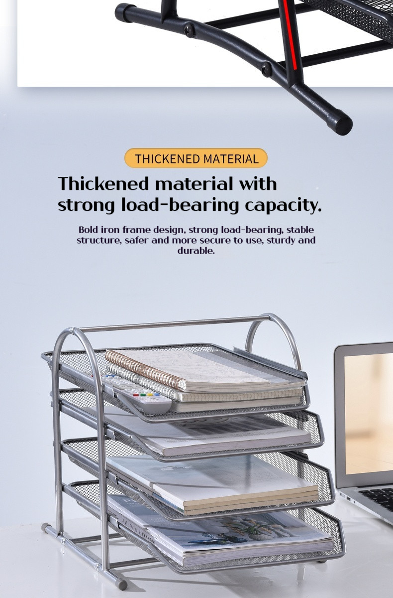 Four-layer Metal Iron Mesh File Rack4-Tier Metal Mesh File Organizer ...