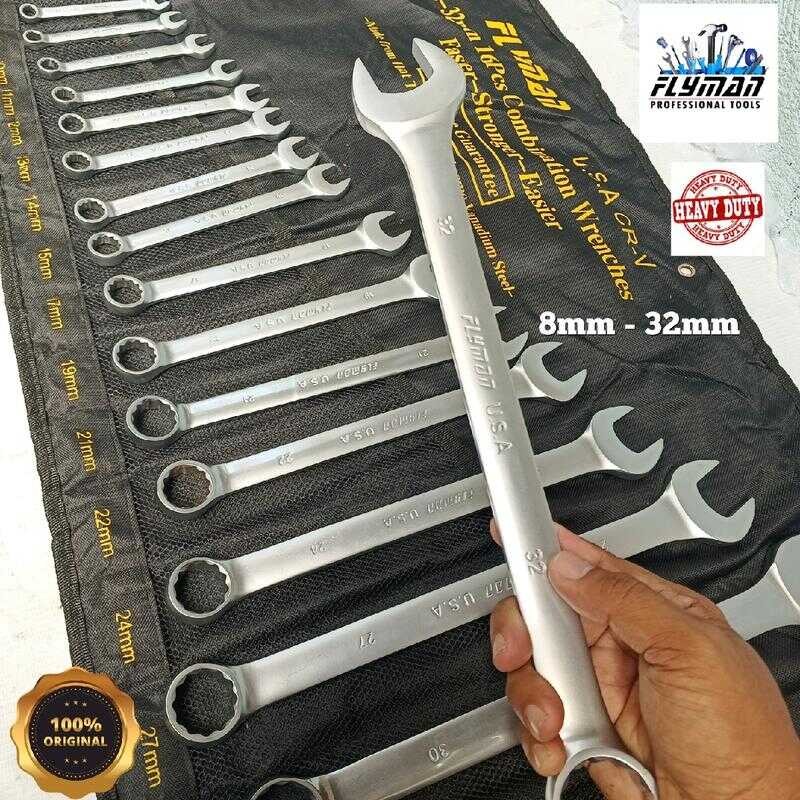 918 Flyman Original Combination Wrench 16-Piece Set 8Mm To 32Mm Chrome ...