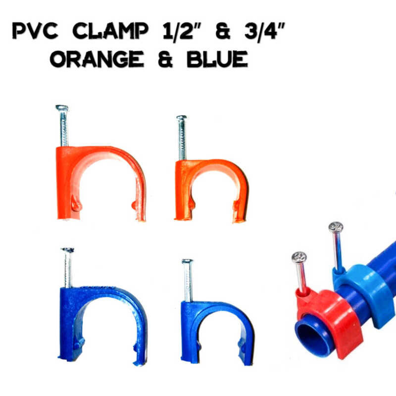3 Orange/Blue 100Pcs. Nail Wall Wire Pipe PVC Clamp 1/2 & 3/4Inch ...