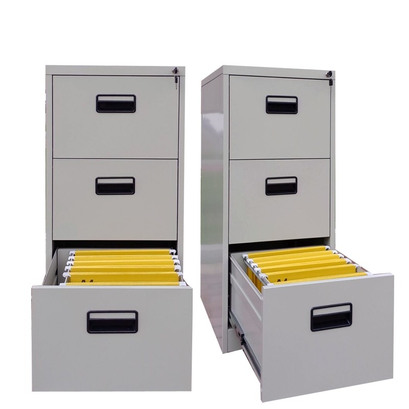 Office steel 3 tier filing cabinet A4 file cabinet drawer metal storage ...