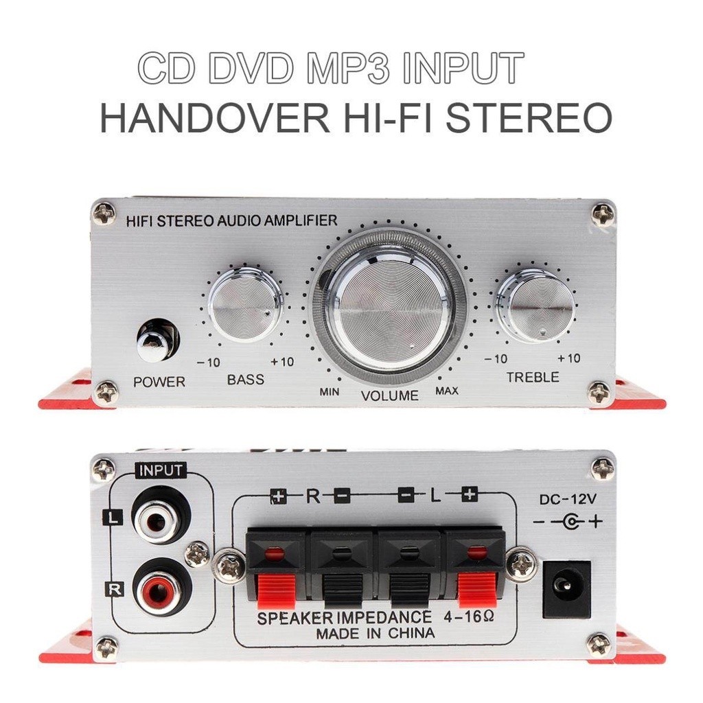 12V 2CH Mini Hi-Fi Stereo Audio Small Amplifier AMP for Car Motorcycle ...