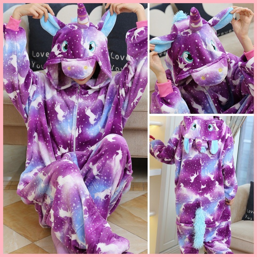 Unicorn Onesies Adult Stitch Cartoon Onesie Women Flannel Pajamas ...