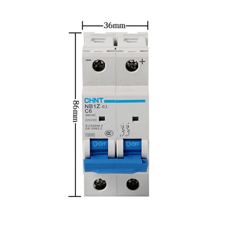 CHINT NB1Z-63 2P DC Circuit Breaker DC MCB Circuit breaker 12V 24V 220V ...