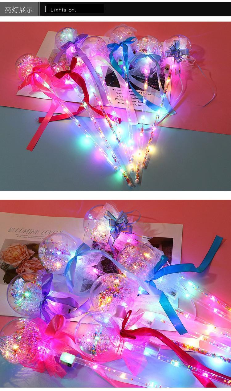 LED Glitter Crystal Wand Light Up Ribbon Ball Magic Wand is perfect for ...