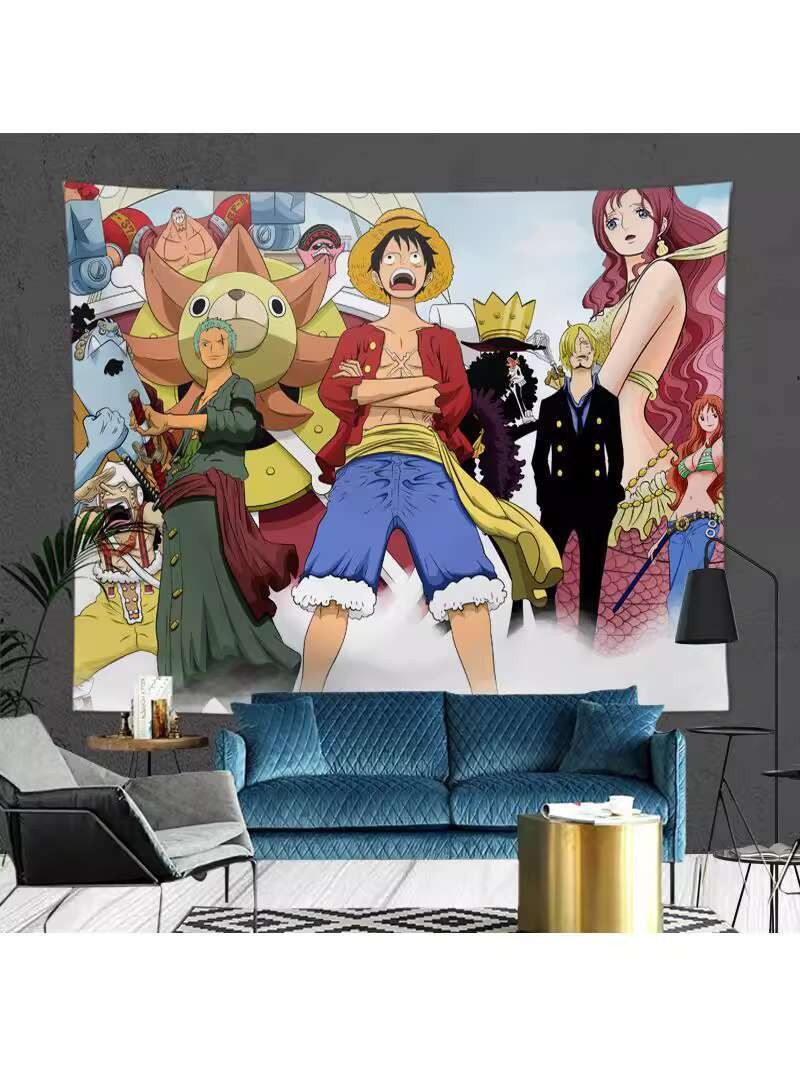 ☑♥ Luffy Naruto Cartoon Wall Cloth Background Cloth Ins Hanging Cloth ...