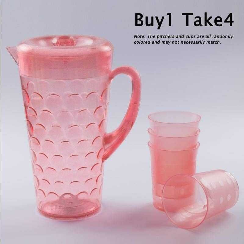 1 Buy Take Pitcher With 4 Cups Large Capacity Plastic Cold Kettle ...