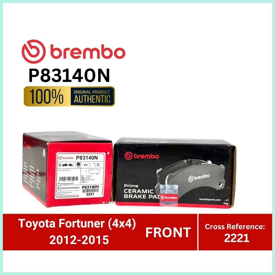 Brembo Brakepads for Toyota Fortuner 4x4 | 2012-2015 | P83140N DB2221 ...
