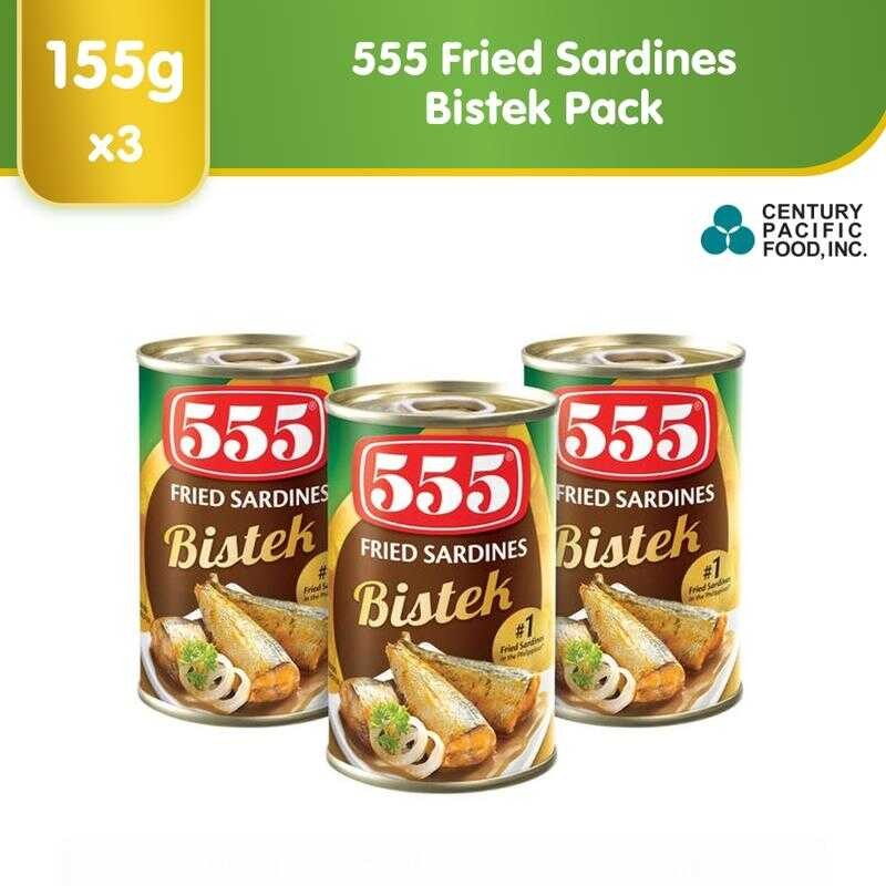 555 Fried Sardines Bistek 155G Pack Of 3 - Rich In Calcium, Protein And ...