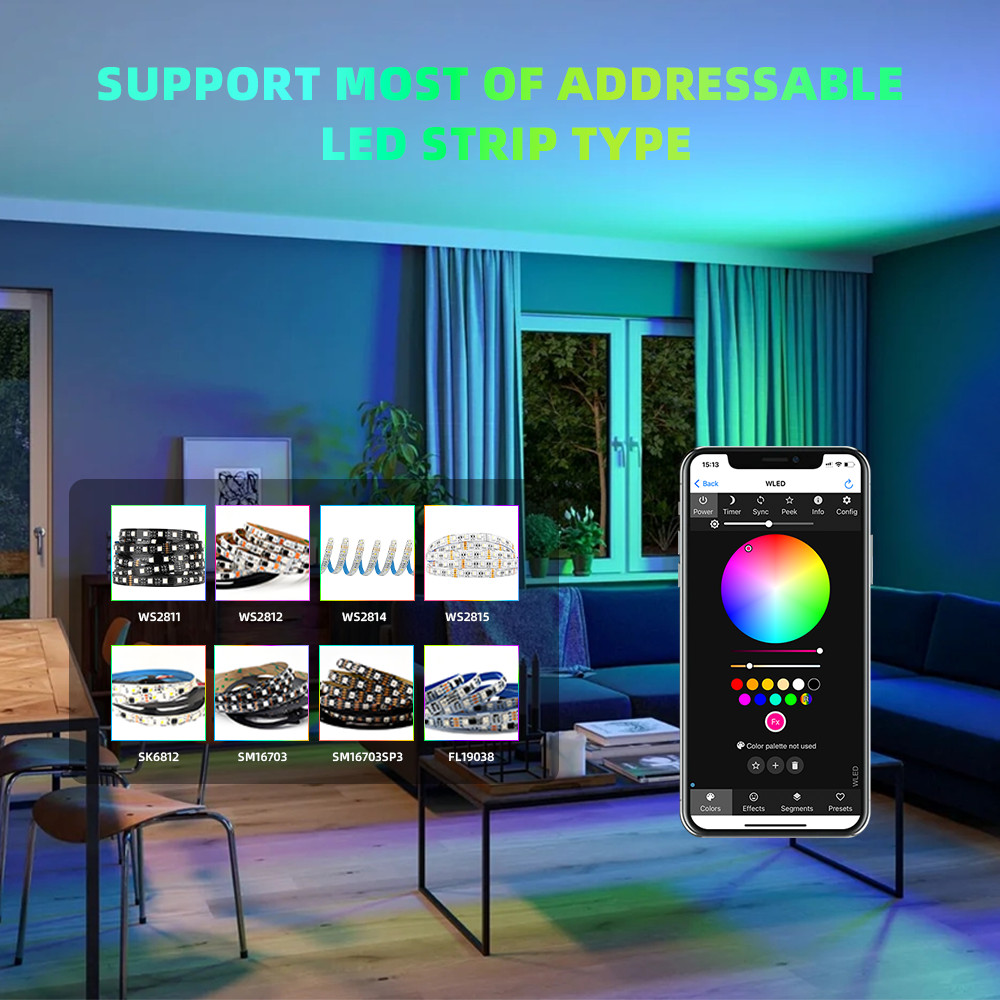 DOMRAEM ESP32 WLED Digital New Edition LED Controller-Music Sync, UART ...