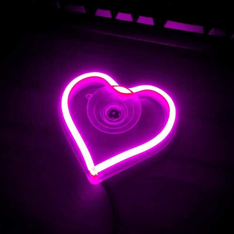 Neon Triangle Window Heart Glowing Heart-shaped Decoration Car ...