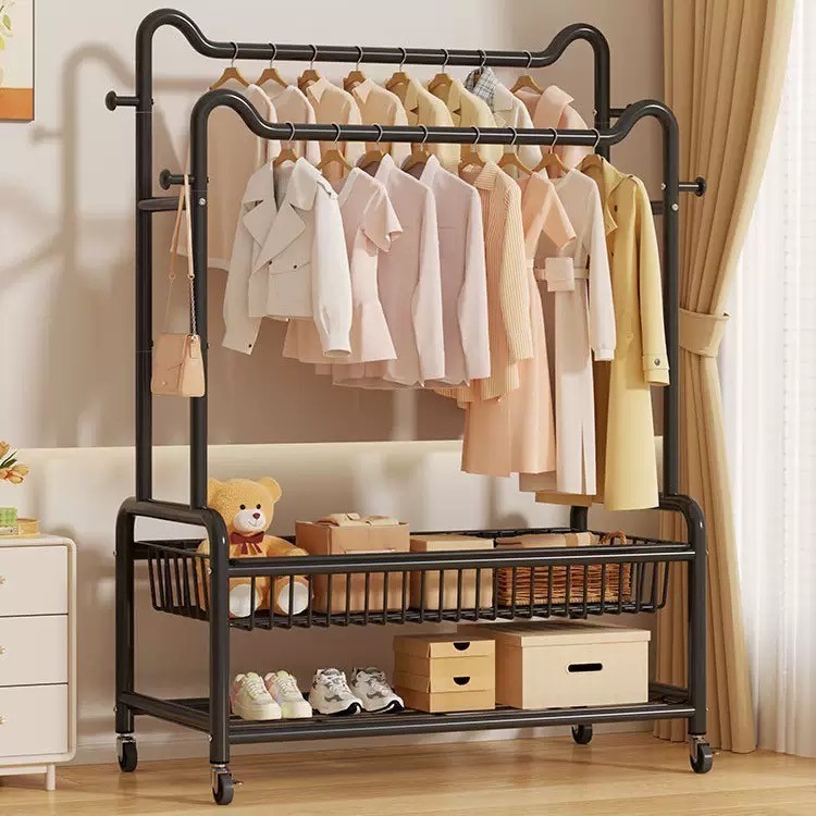 Floor standing clothes hanger bedroom clothes hanger balcony cat ear ...
