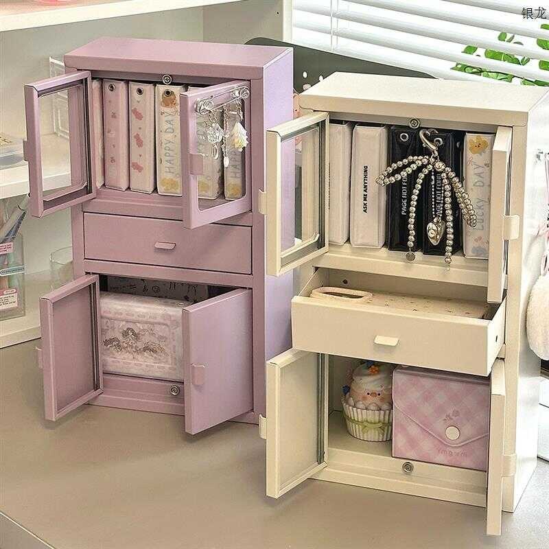 ☑♥ Mini Desktop Furniture Storage Doll Display Small Metal Cabinet ...