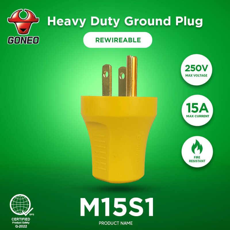 GONEO 3Pin Unbreakable Heavy Duty Ground Plug 15A M15s1 C6b | Shopee ...
