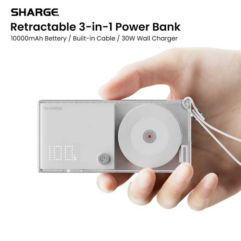 Yy SHARGE 3-In-1 Portable Power Bank 30W Charger With Usb-C Cable 10 ...