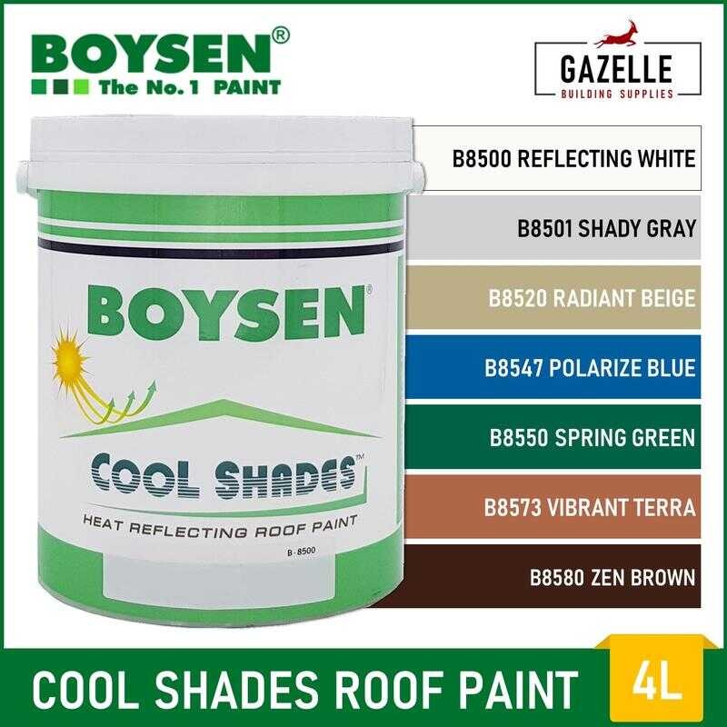 Boysen Cool Shades Roof Paint - 4L ( 7 Colors Available ) 8Cd | Shopee ...