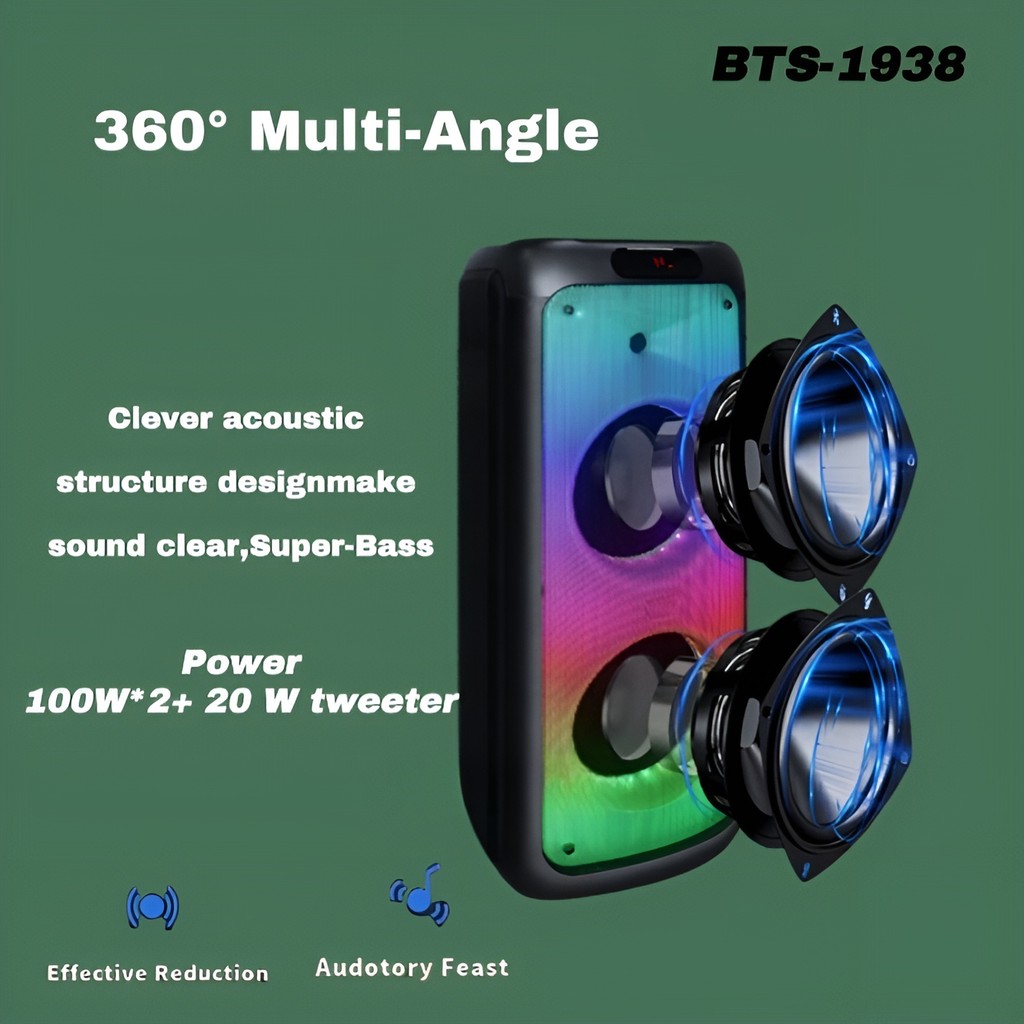 BTS-1938 PartyBox Club 200W Portable Party Speaker with Built-in Lights ...