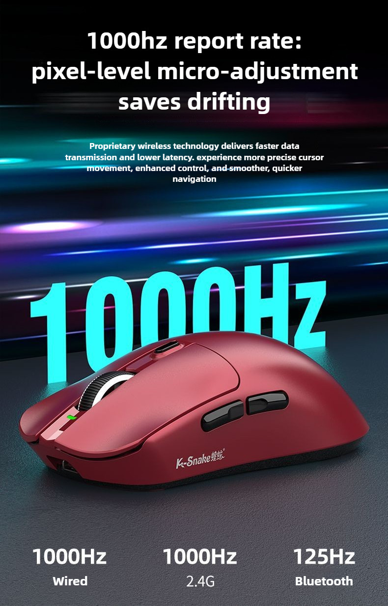 K-Snake X11 PRO Tri-mode Mouse Wired/2.4G/Bluetooth Lightweight with ...