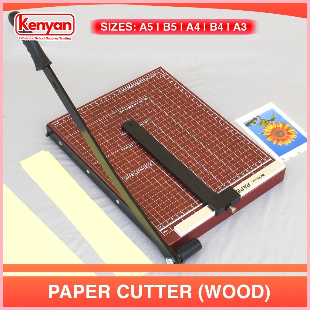 Officom Paper Cutter Wood Base (A4/A3/A5/B4/B5) Size Heavy Duty ...
