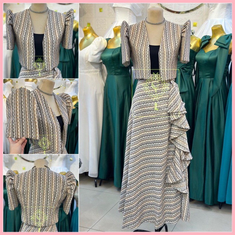 Modern Filipiniana Ethnic Inabel bolero and skirt (inner not included ...