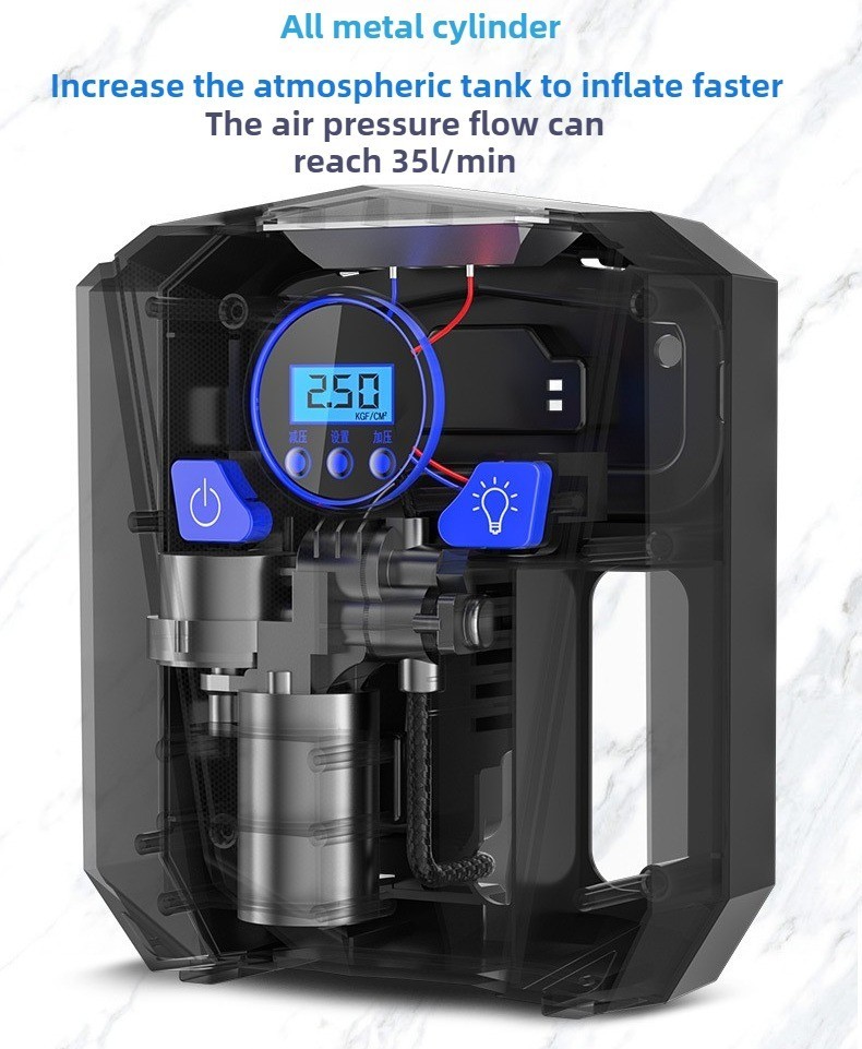 Portable Car Electric Pump 12V Car Tire Inflator Pump With LED Light ...