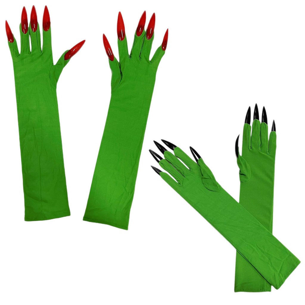 Nail Demon Long Gloves With Green Color For Costume Party Use And ...
