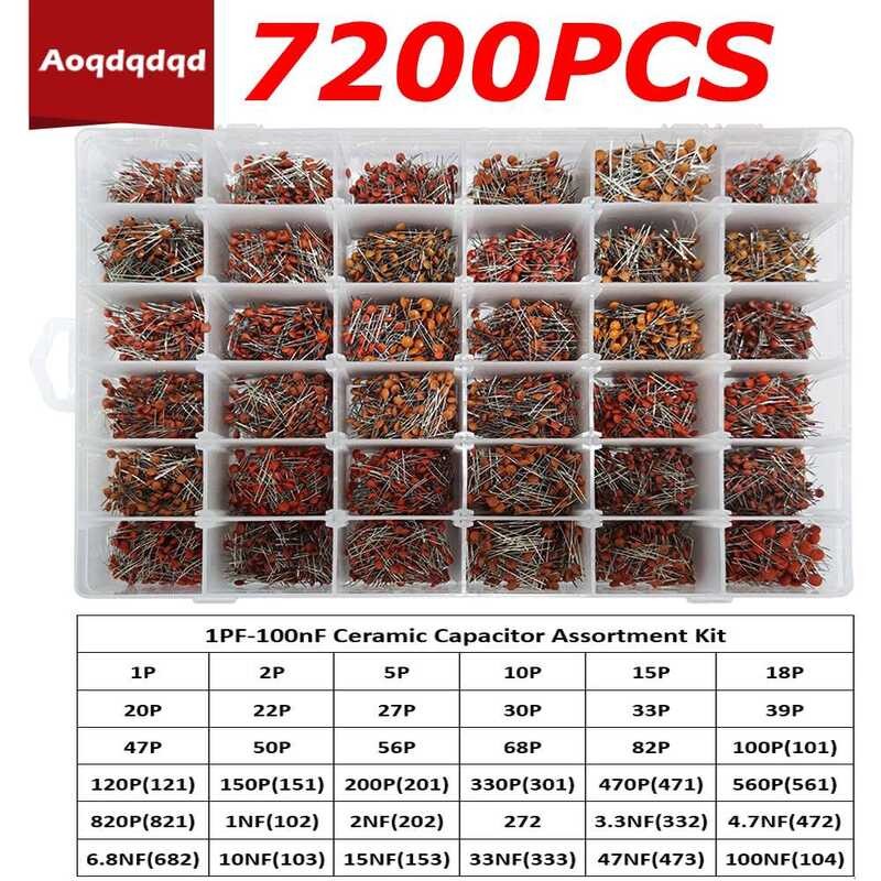 7200PCS 36 Types Chip Capacitor Assortment 1PF-100nF 50V Commonly Used ...