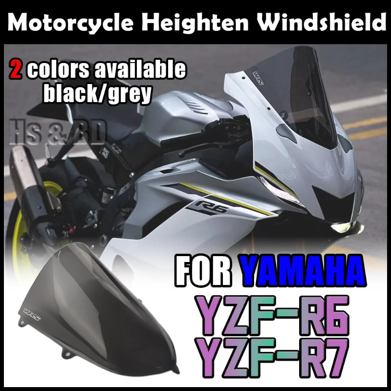 Motorcycle Windshield For YAMAHA R6 YZF-R6 2017-21 Heighten Windscreen ...
