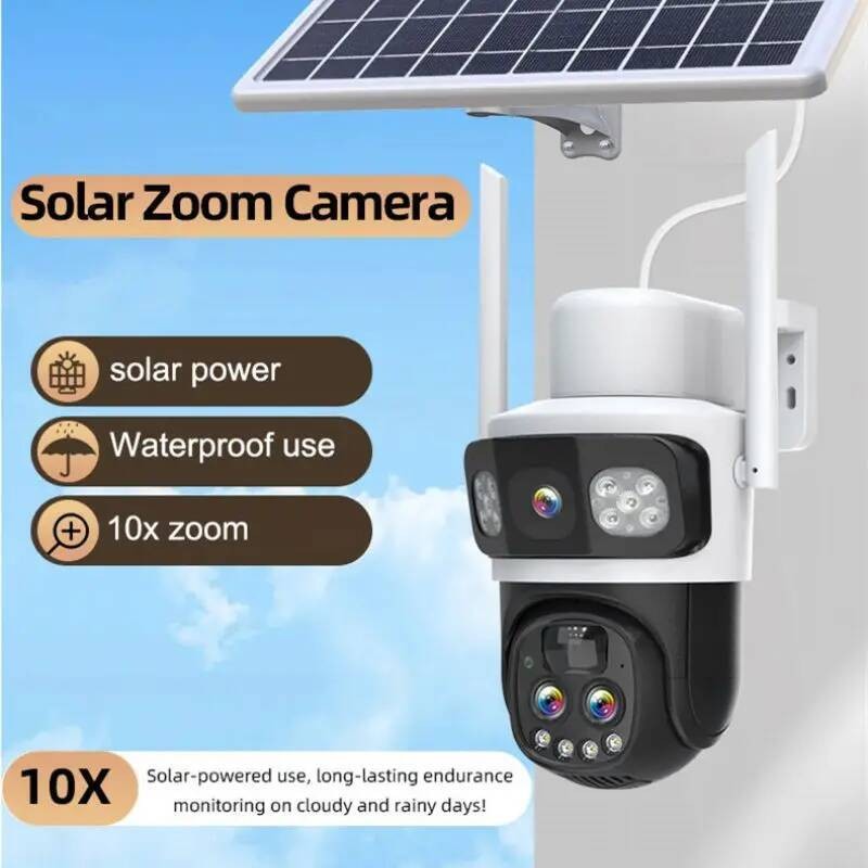 2K Guudgo 10X Zoom UHD PTZ Security Camera with Solar Panel 360°HD ...