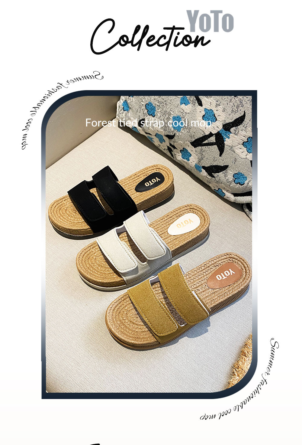 YOTO Women's Sandals Simple Double Strap With Buckle Comfort Thick Sole Slippers For Women ...