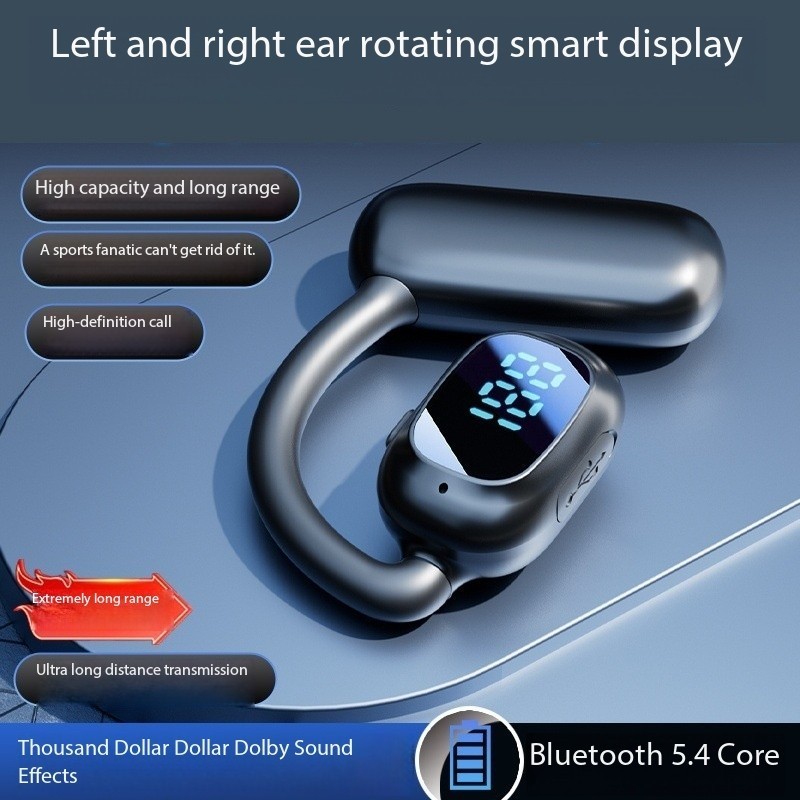 Single Ear hook Earphones Bluetooth 5.4 Headphones Digital Display 180 ...