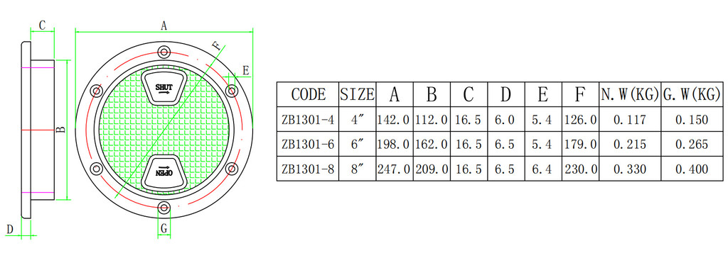 ABS Round Deck Cover Deck Capsule Cover Yacht Inspection Hole Anti-slip ...