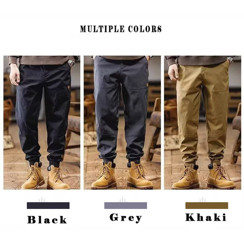 Men's American Retro Style Work Pants Heavy Tooling Loose Straight ...