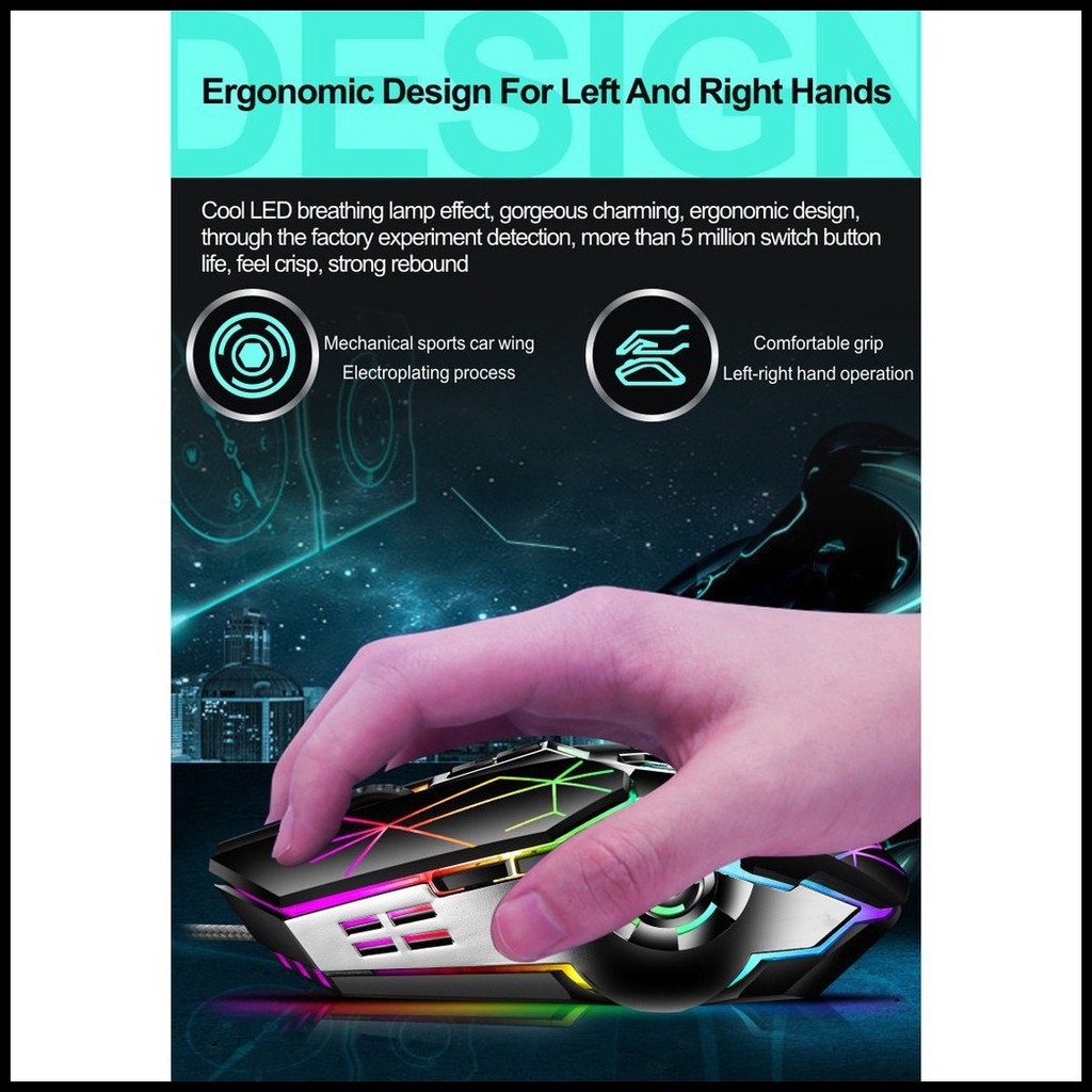 Leaven S30 RGB Wired Gaming Mouse,3200 DPI RGB Spectrum Backlit Ergonomic Mouse Programmable ...