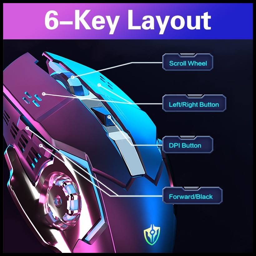 Wired Gaming Mouse RGB Mechanical 4000 DPI USB Mice With 6 Buttons ...