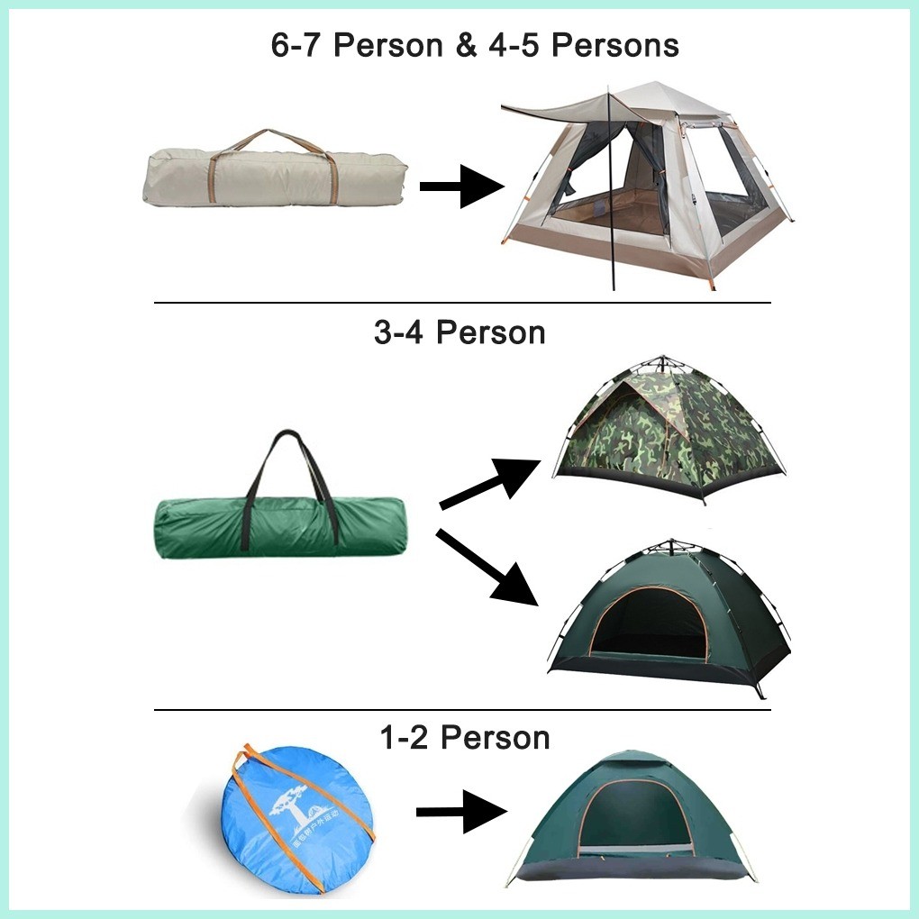 GC 2-8 Person Automatic Tent For Camping Double Layers Waterproof ...