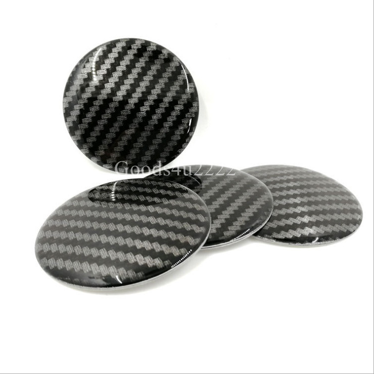 4PCS Dome Carbon Fiber 56.5MM Black Wheel Centre Cap Stickers Badge ...