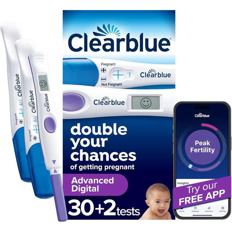 Clearblue Advanced Digital Test Kit, 0 Ovulation Tests+2 Pregnancy ...