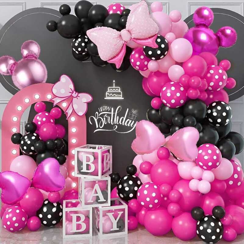 Cartoon Mini Mouse Arch Pink Bow Foil Balloons Baby Shower Girls ...