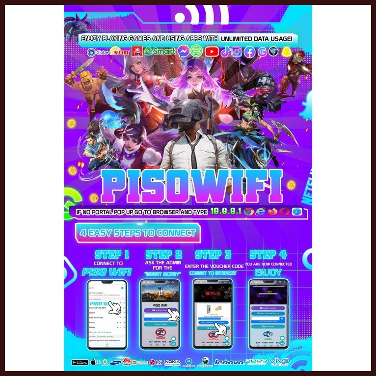 ☸ Piso Wifi Tarpaulin WIFI NG BAYAN 4 Different Designs READ ...