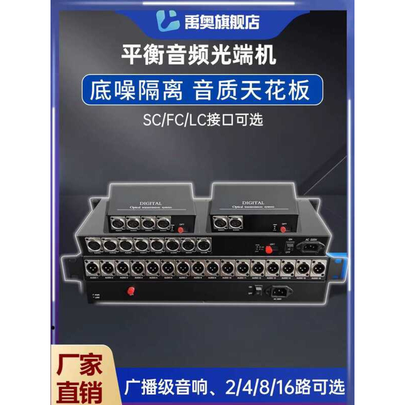 Optical Broadcast Grade XLR Transceiver 1-Channel Mono 2-Channel Stereo ...