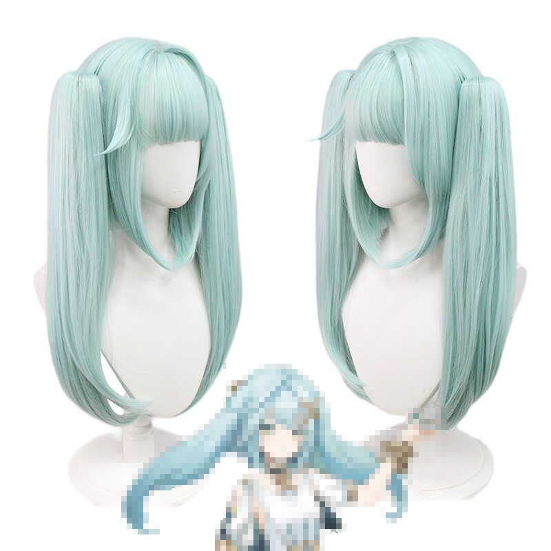 Piao Yi Original Shen lu Shan Wig Blue Tiger Mouth Clip Double Ponytail ...
