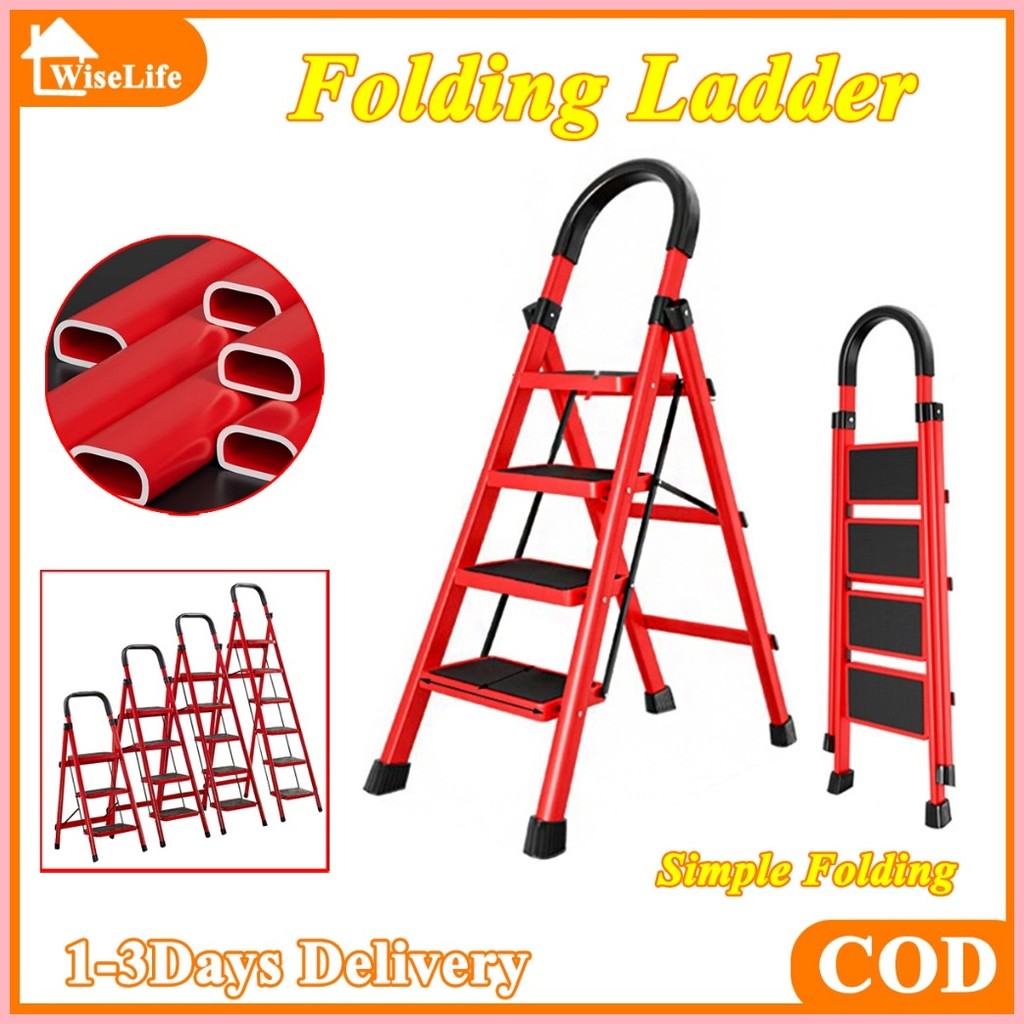 3/4/5/6 Step Ladder Portable Hagdanan Aluminum Heavy Duty Folding ...