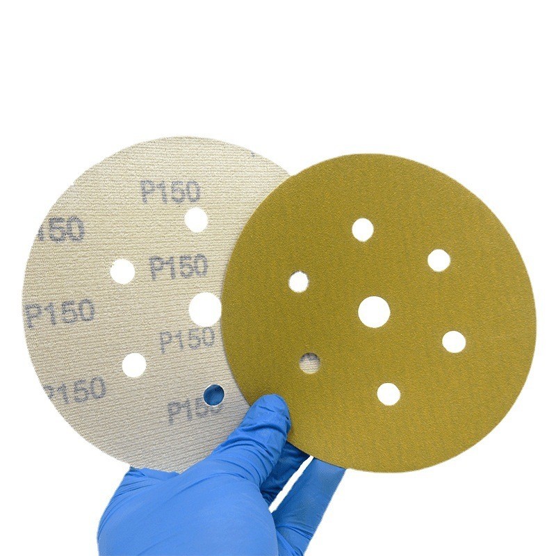 6 Inch 7 Hole Sandpaper with Anti-Clogging Coating Yellow Sand Round ...